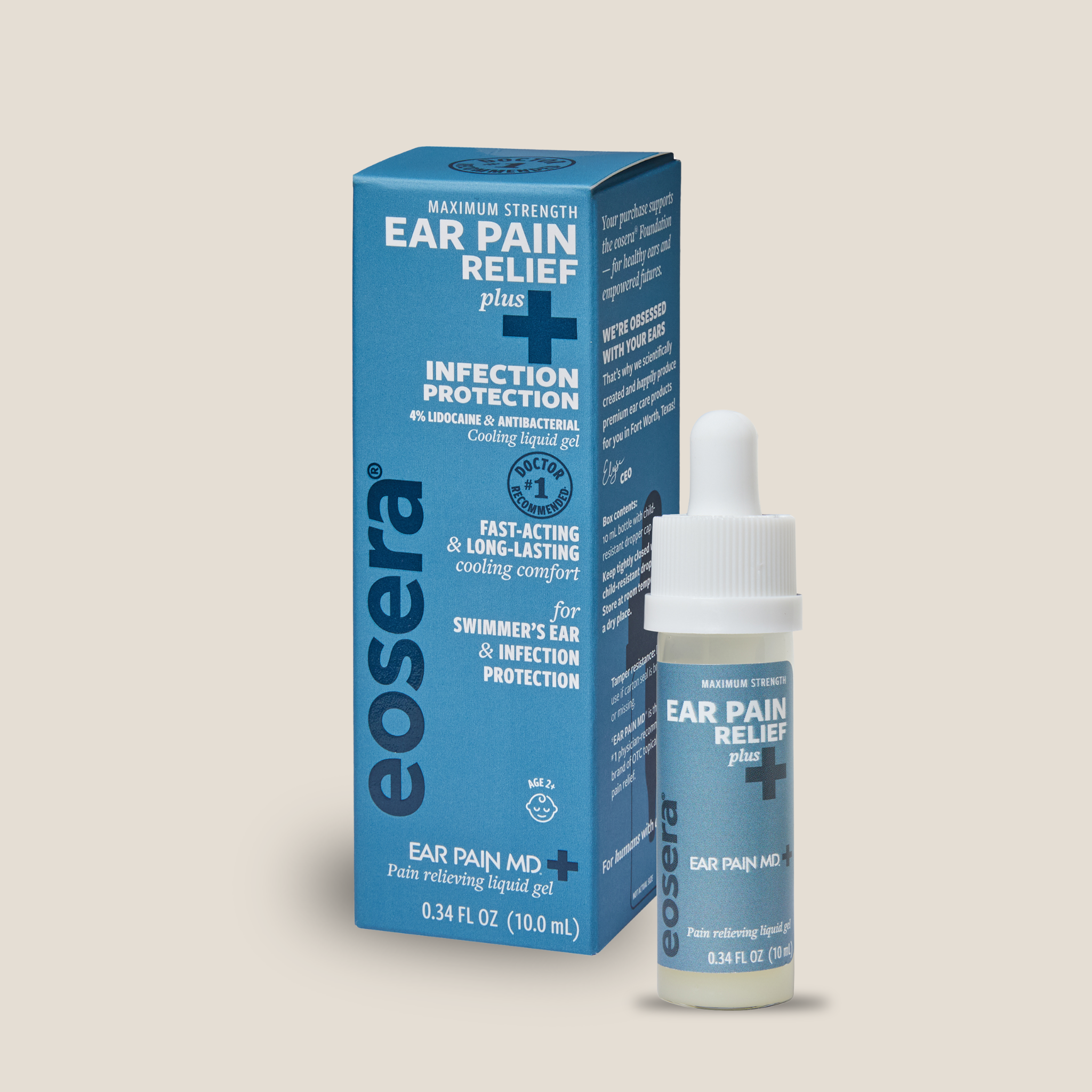 Eosera Ear Pain MD +PLUS, Pain Relief PLUS Infection Protection, with 4 ...